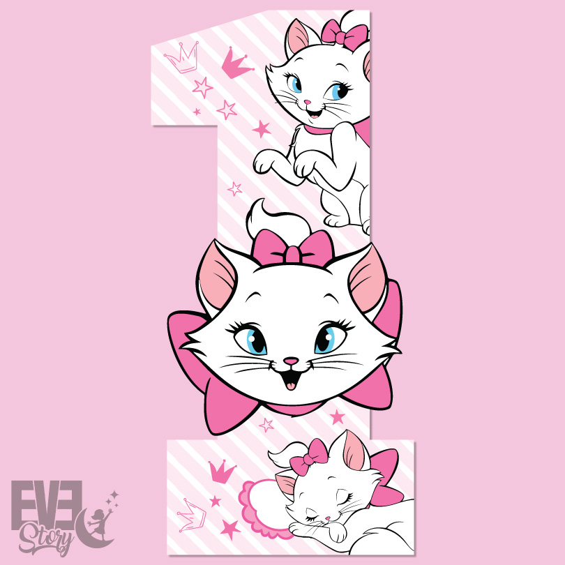 Cifră cu Pisica Marie, din carton ⋆ Evestory.ro