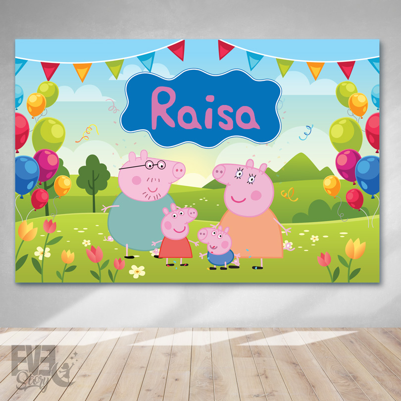 Banner cu Peppa Pig pentru Photo Corner, Backdrop personalizat ...