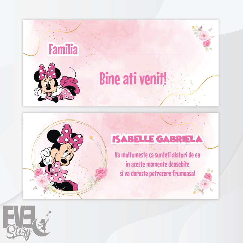 Plicuri cu Minnie Mouse pentru darul de botez, 20x9cm, carton lucios ...