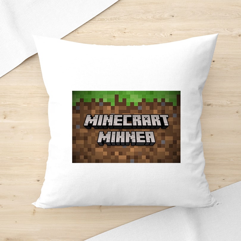 Perna Minecraft personalizata cu nume, 40x40cm, material poliester ...