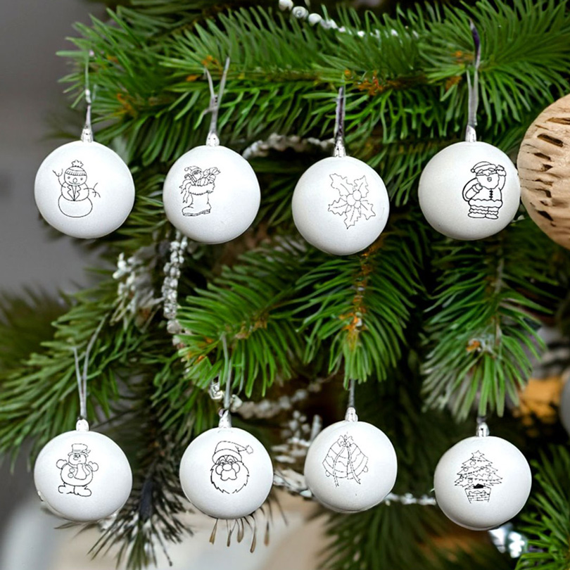 Globuri de colorat pentru Bradul de Crăciun, set 8 bucăţi, carioci ...