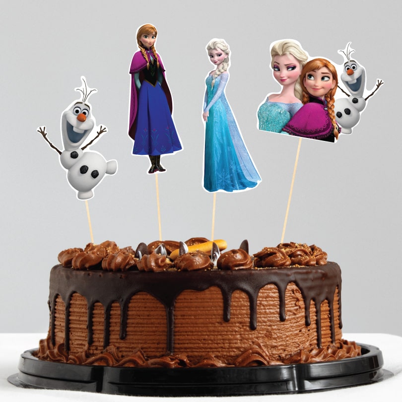 Decoraţiuni pentru tort cu Elsa Frozen, set de 4 toppere pentru botez ...