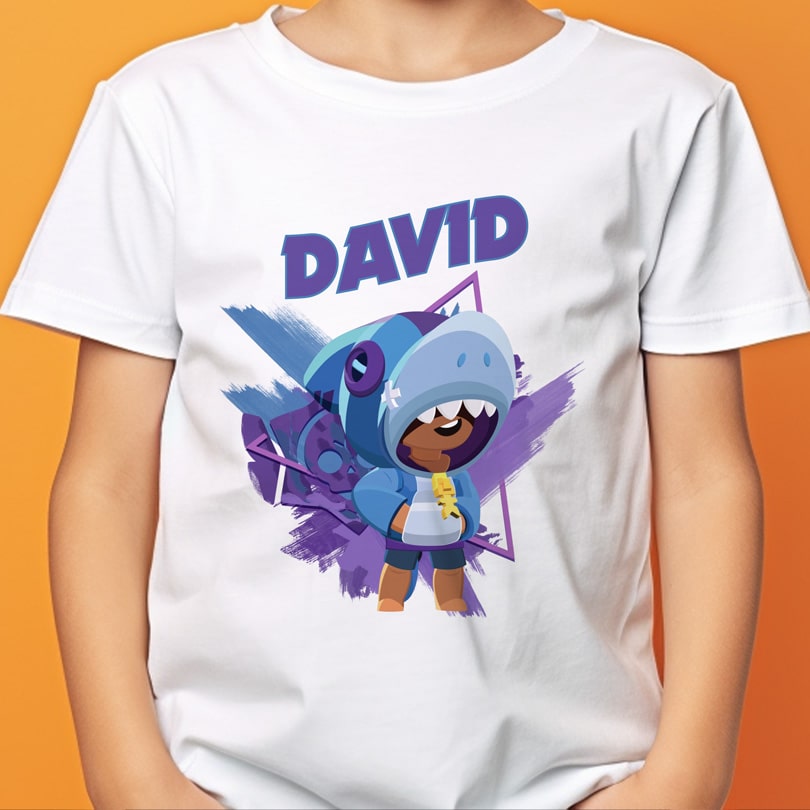 Tricou Brawl Stars Leon Shark Skin, personalizat cu nume, 100% bumbac ...